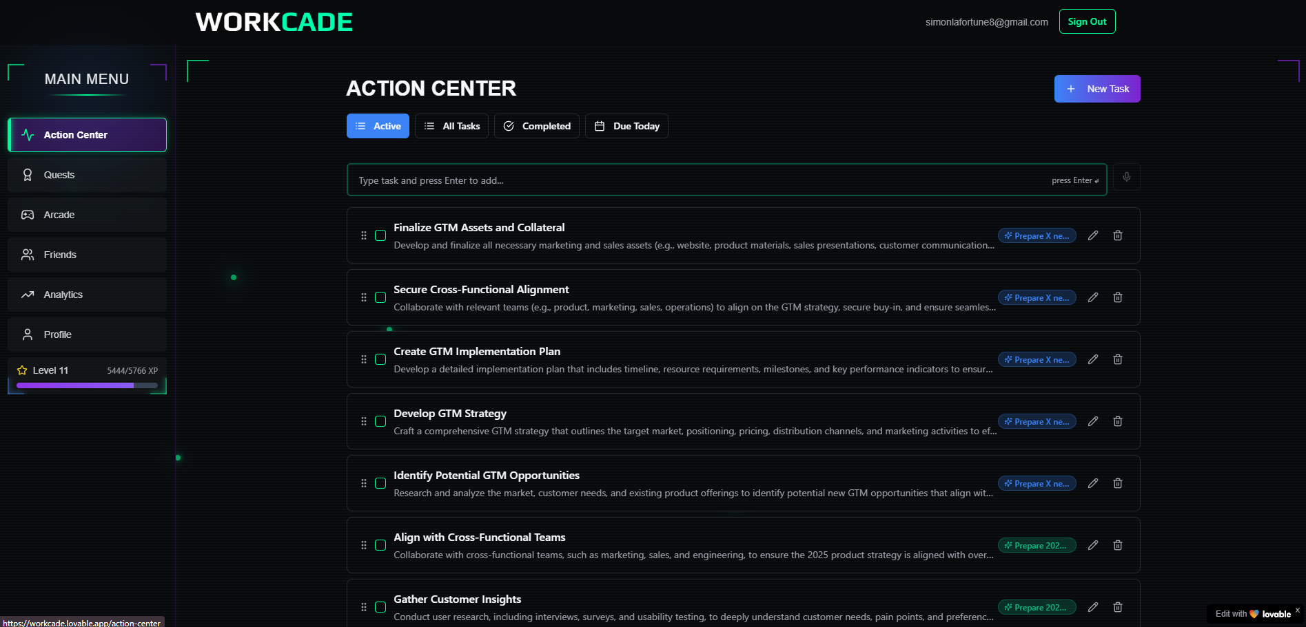 Workcade: Turn your to-do list into a gamified productivity app